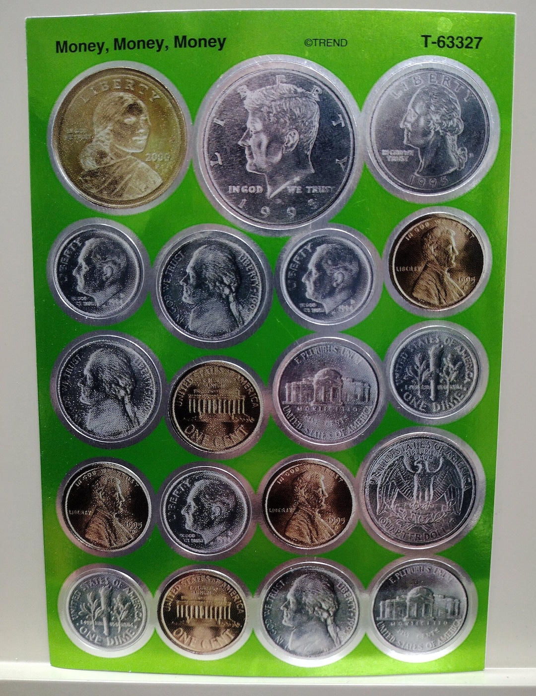 Vintage 1980's 1990s Trend Money, Money, Money Foil Coins One Sticker ...