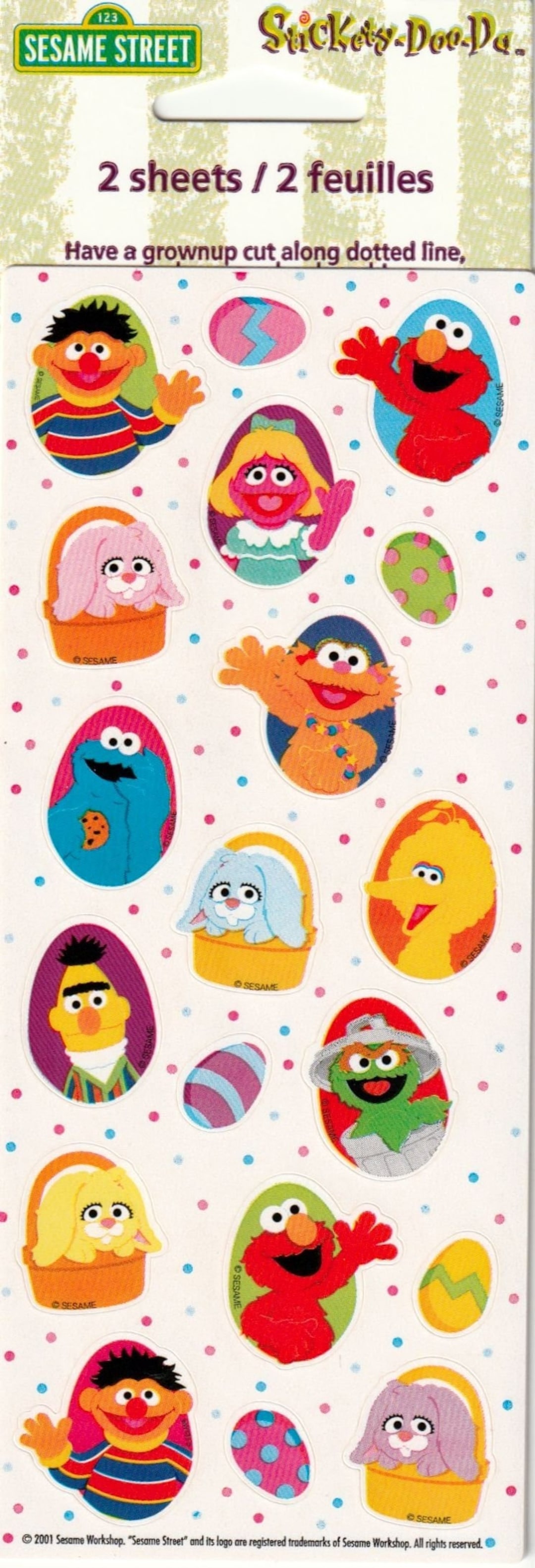 Vintage 2001 Sesame Street Single Sticker Sheet of Elmo, Cookie, Bert ...