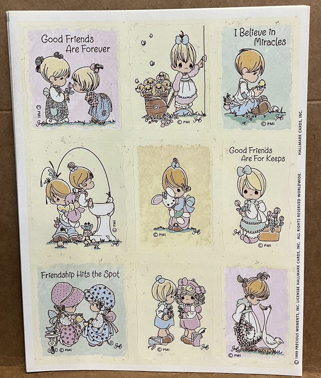 Vintage 1980s 1990s 2000s Hallmark Precious Moments Sticker Sheet, Good ...