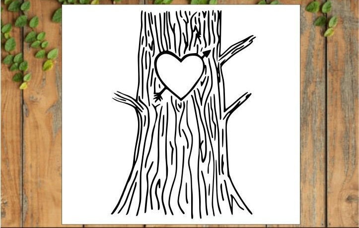 Tree With Carved Heart and Initials SVG/DXF Glass Block - Etsy