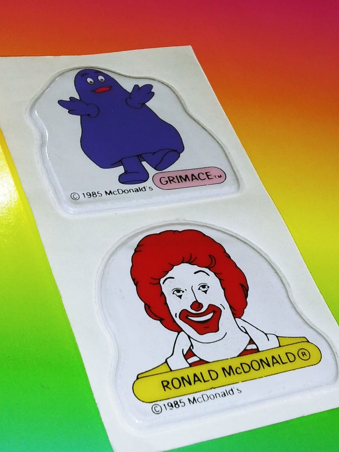 Vintage Stickers, 1980s Mcdonalds Puffy Grimace & Ronald 1985, Fast ...