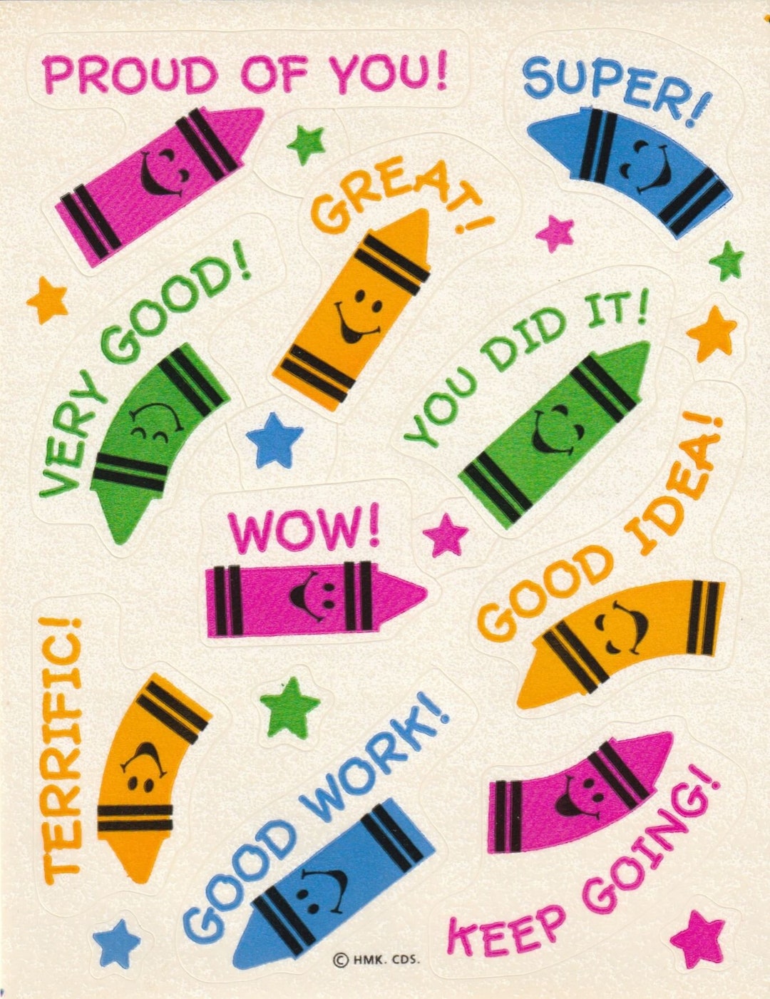 Vintage 1980s 1990s Hallmark Crayons Reward Sticker Sheet - Etsy