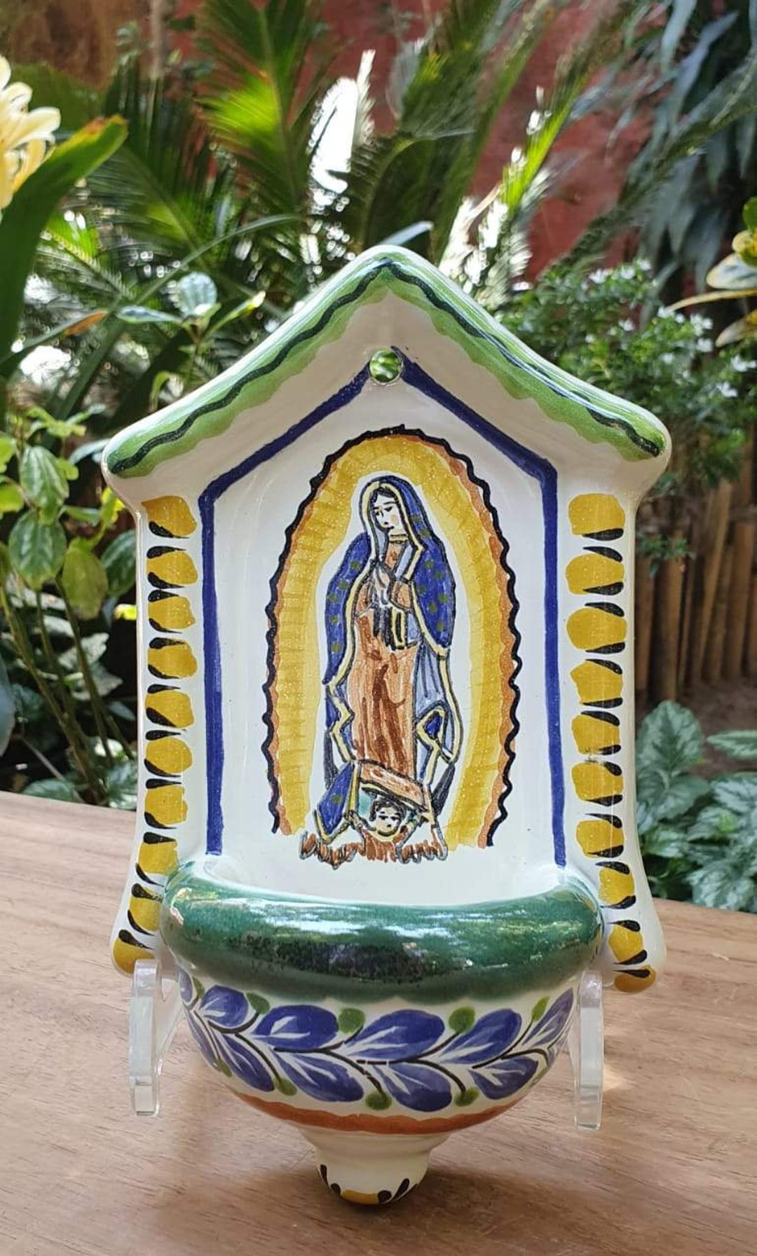 Lady of Guadalupe Holy Water Fountain 8*5 " Multicolors Majolica ...