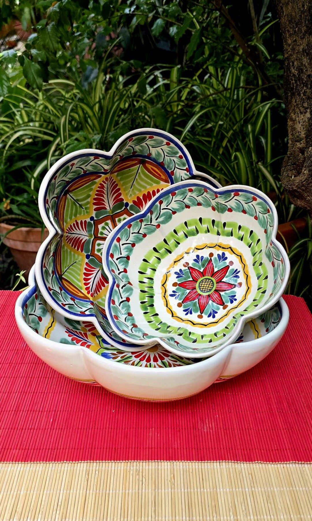 Ceramic Flower Shape Salad Bowl Wedding Gift Arf From Mexico Handmade ...