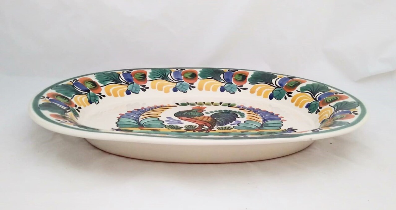 Rooster Oval Platter 16.9 13.4 Multicolors - Etsy