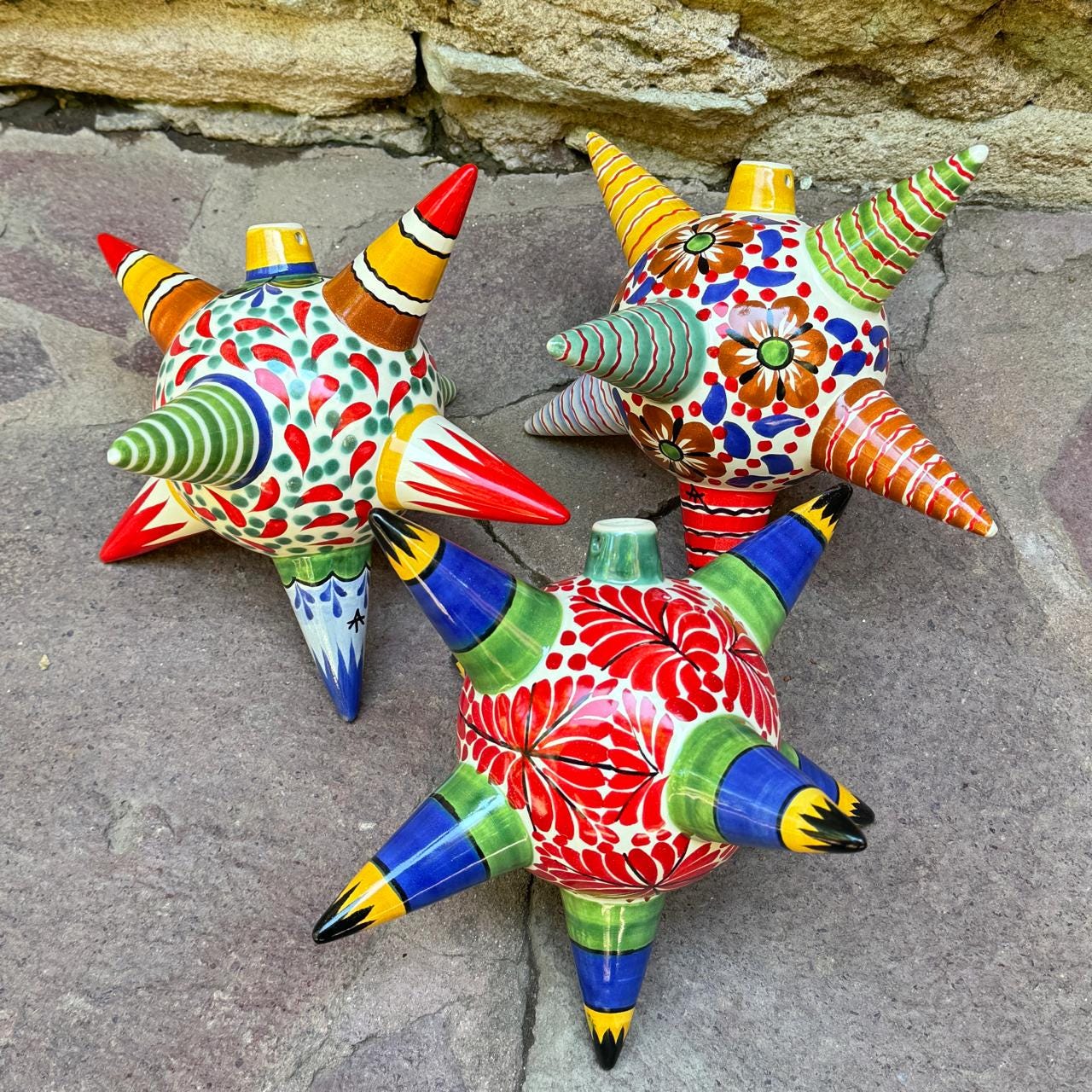 Christmas Ornaments Large Piñata Set of 3 Ceramic Decorative Hand ...
