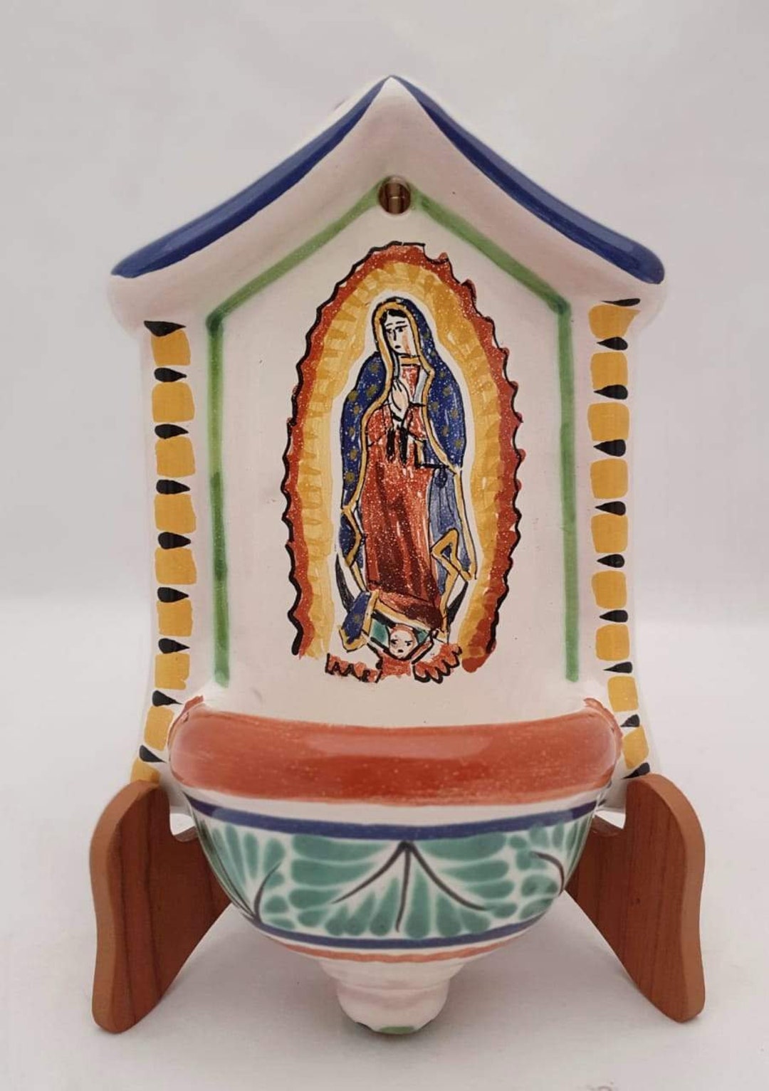 Lady of Guadalupe Holy Water Fountain 8*5 " Multicolors Majolica ...