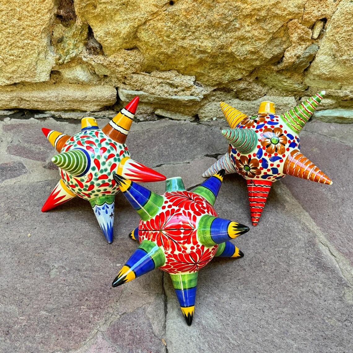 Christmas Ornaments Large Piñata Set of 3 Ceramic Decorative Hand ...