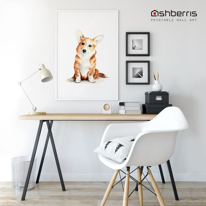 Corgi Dog Painting Printable Animal Wall Art Print Modern Dog Painting ...