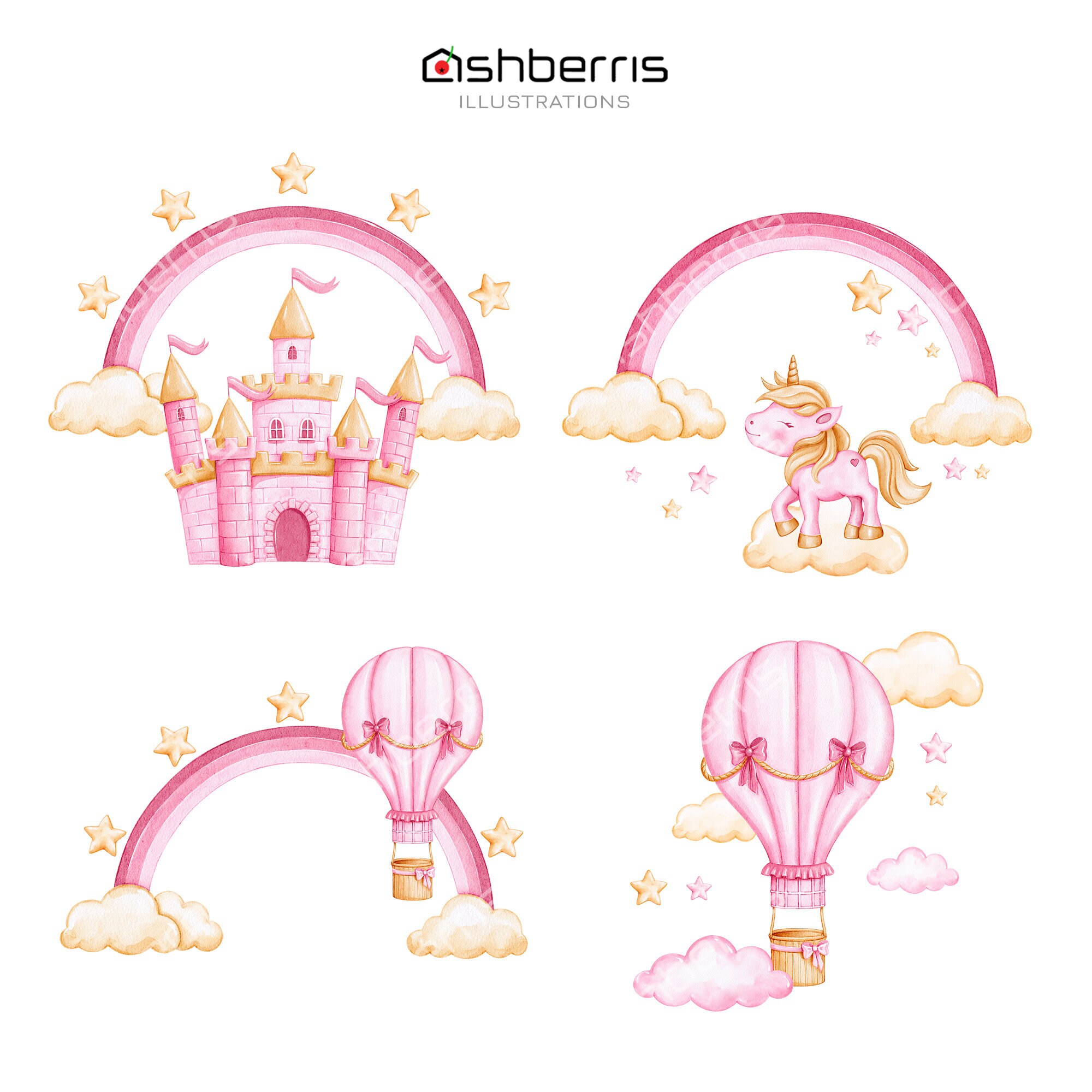 Baby Princess Clipart Elements Watercolor Clipart Baby Girl - Etsy