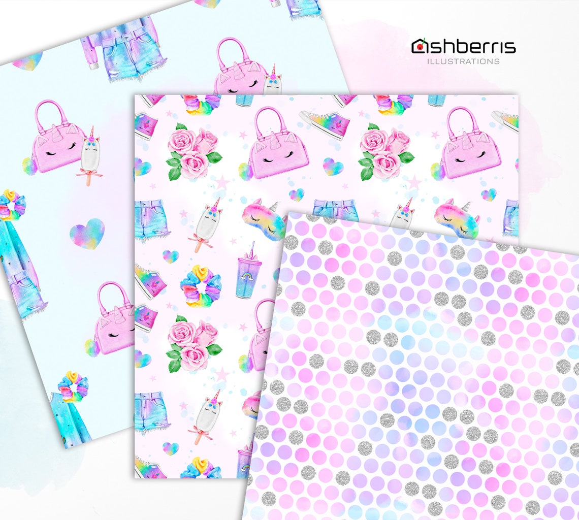 Unicorn Paper Digital Unicorn Pattern Paper Colorful Paper - Etsy