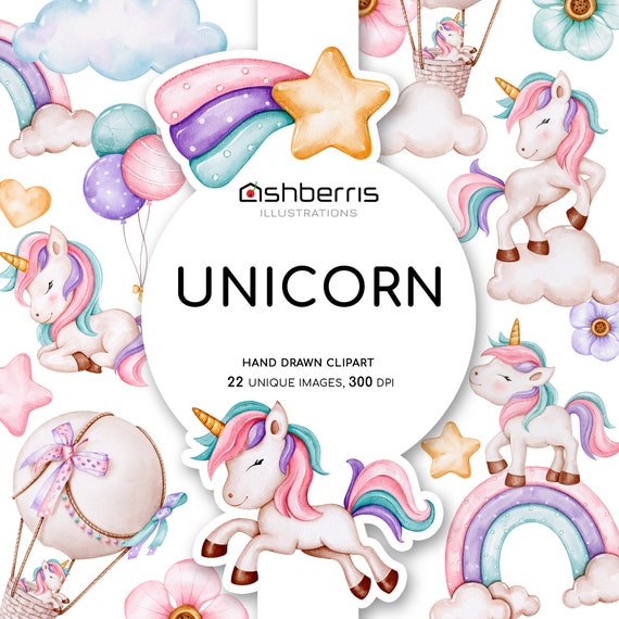 Unicorn Watercolor Clipart Unicorn Clip Art Unicorn Clipart - Etsy