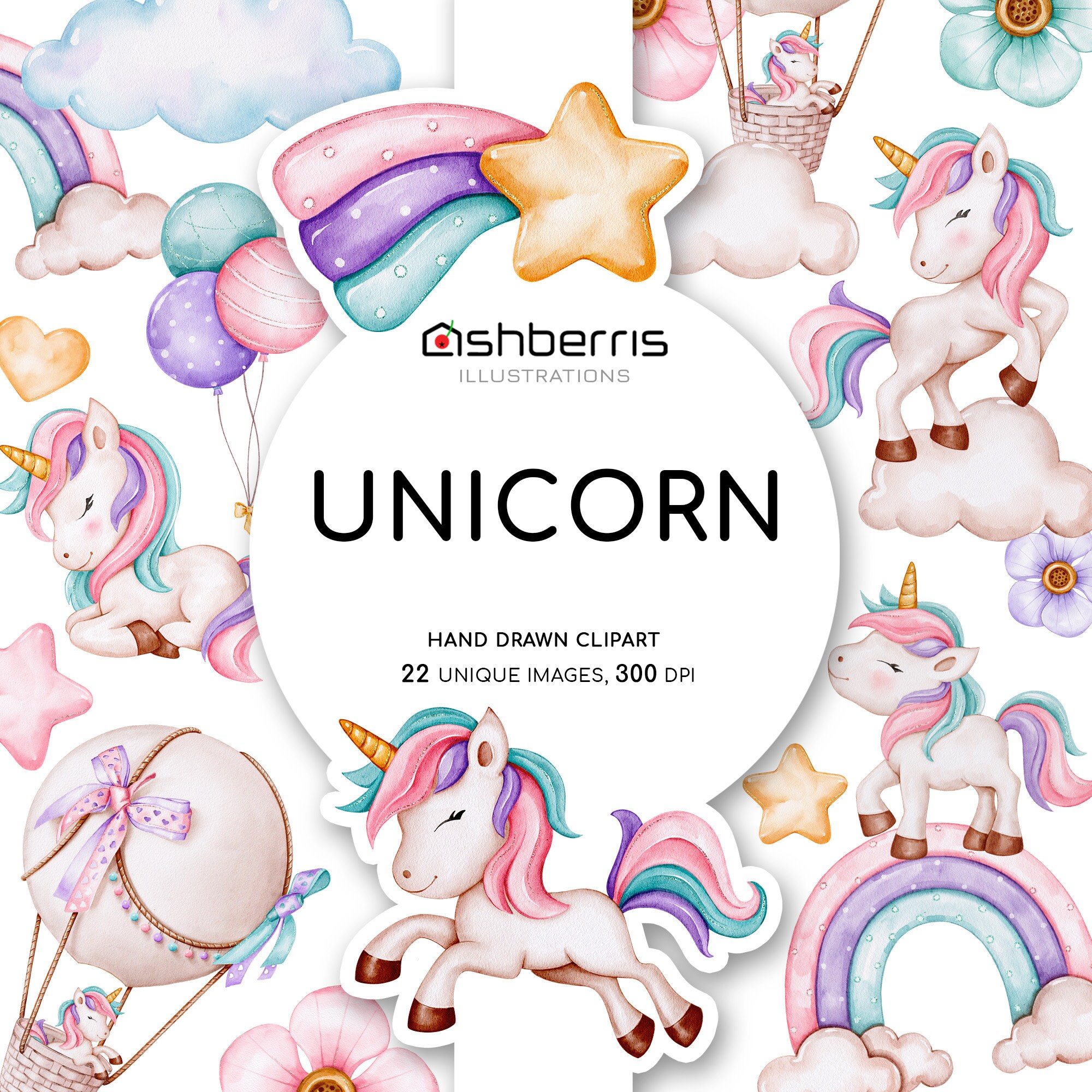 Unicorn Watercolor Clipart Unicorn Clip Art Unicorn Clipart - Etsy