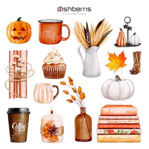 Fall Clipart Elements, Fall Decor Art, Halloween Clip Art, Halloween ...