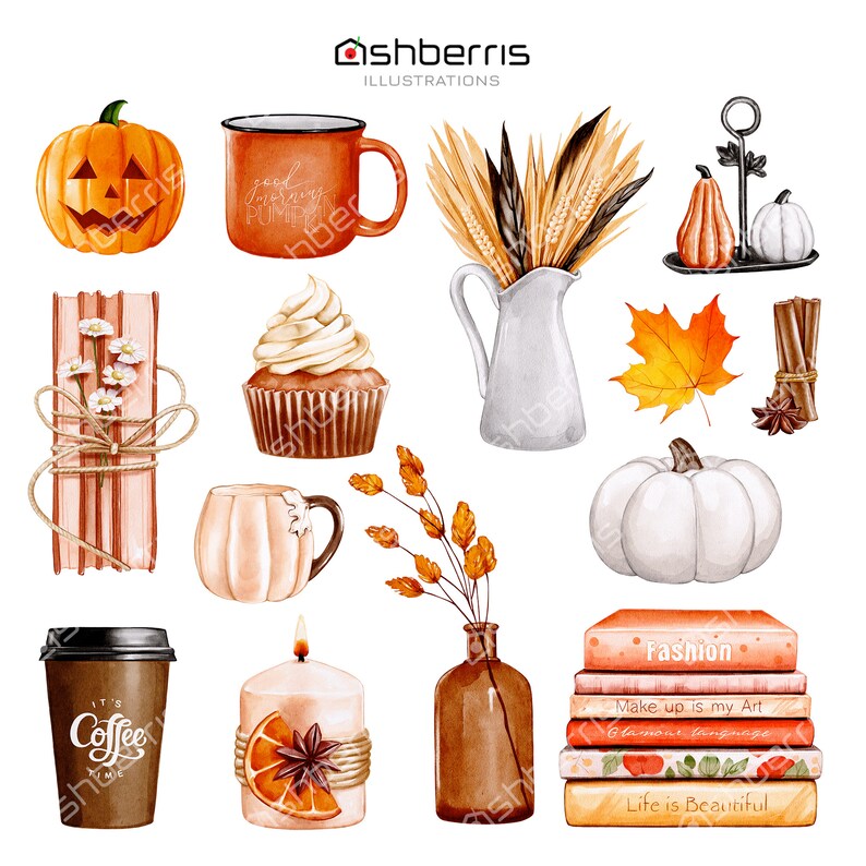Fall Clipart Elements Fall Decor Art Halloween Clip Art - Etsy