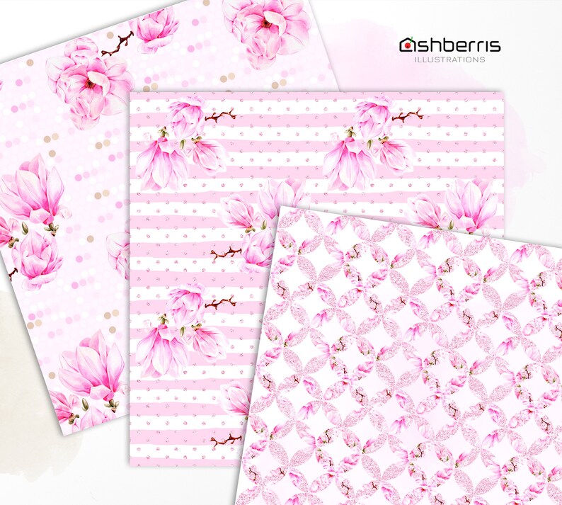 Magnolia Pattern Paper Digital Download Design Paper - Etsy
