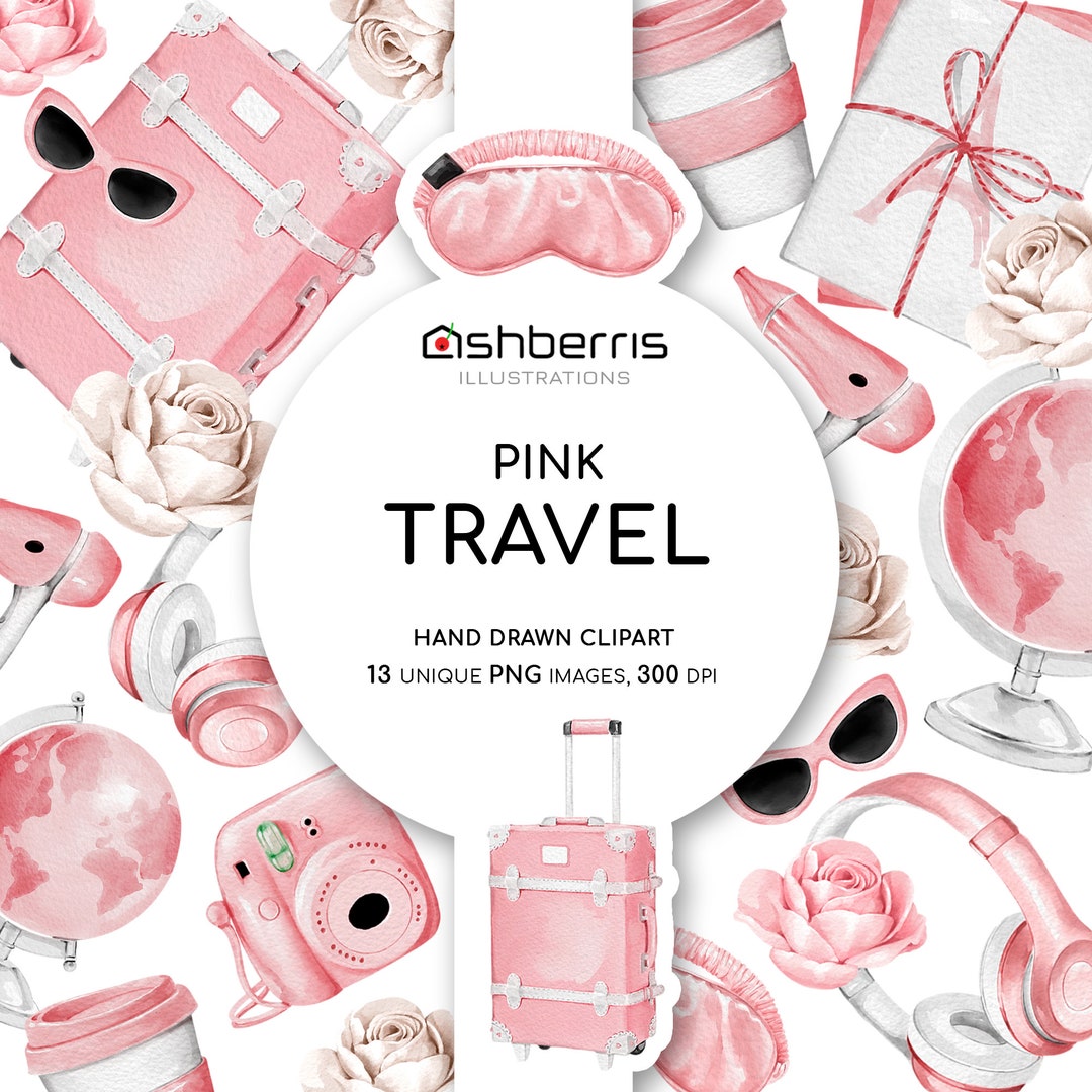Travel Clipart, Watercolor Art Set, Digital Watercolor Clipart Elements ...