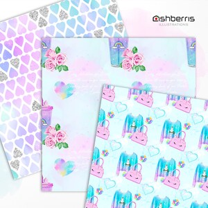 Unicorn Paper Digital, Unicorn Pattern Paper, Colorful Paper Pack ...