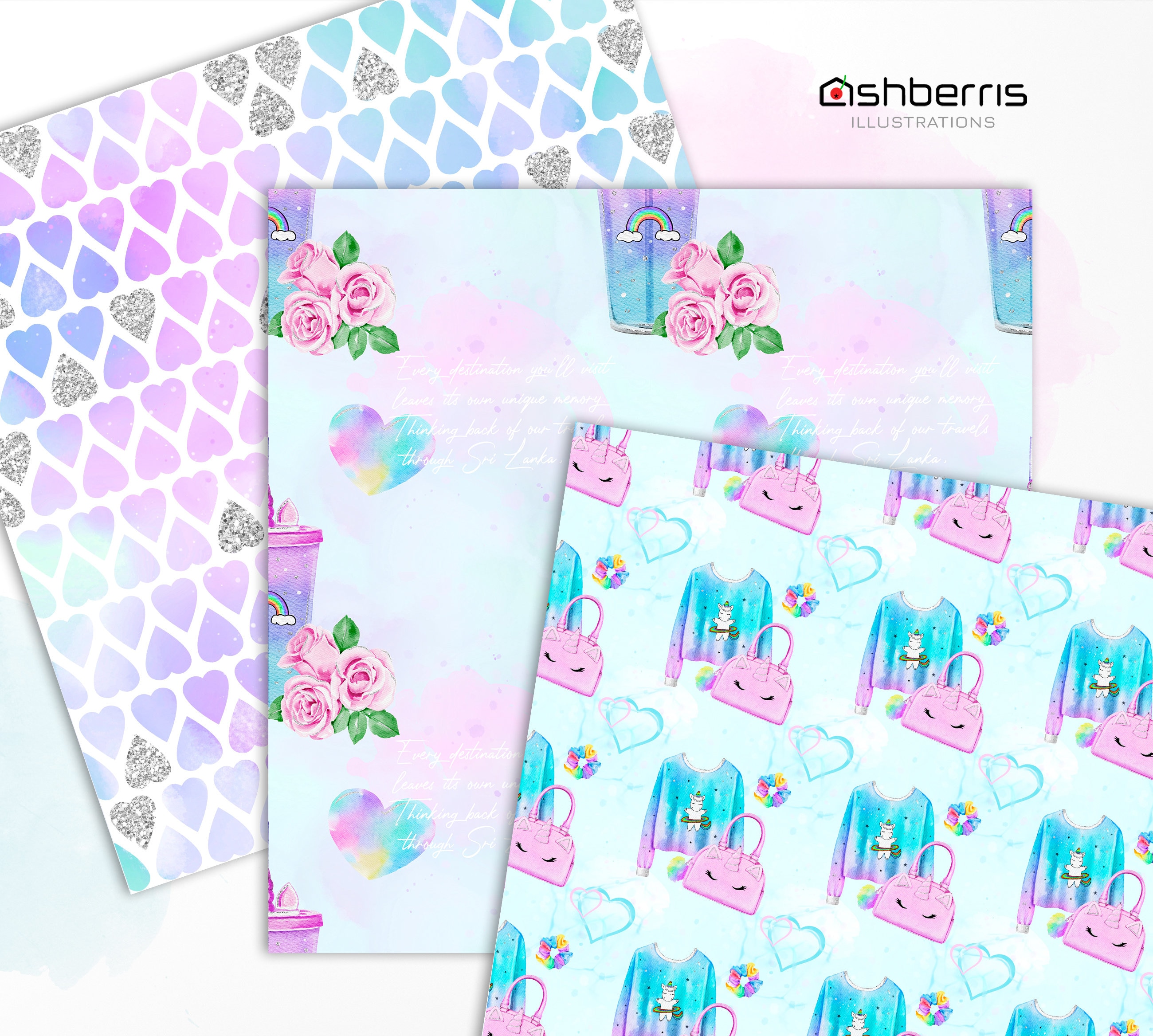 Unicorn Paper Digital Unicorn Pattern Paper Colorful Paper | Etsy