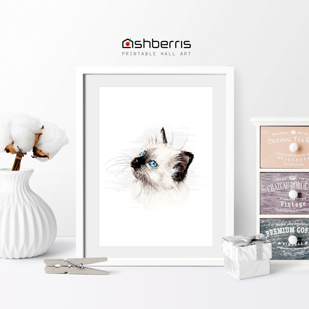 Watercolor Kitten Print Cat Painting for Nursery Animal Painting Funny ...