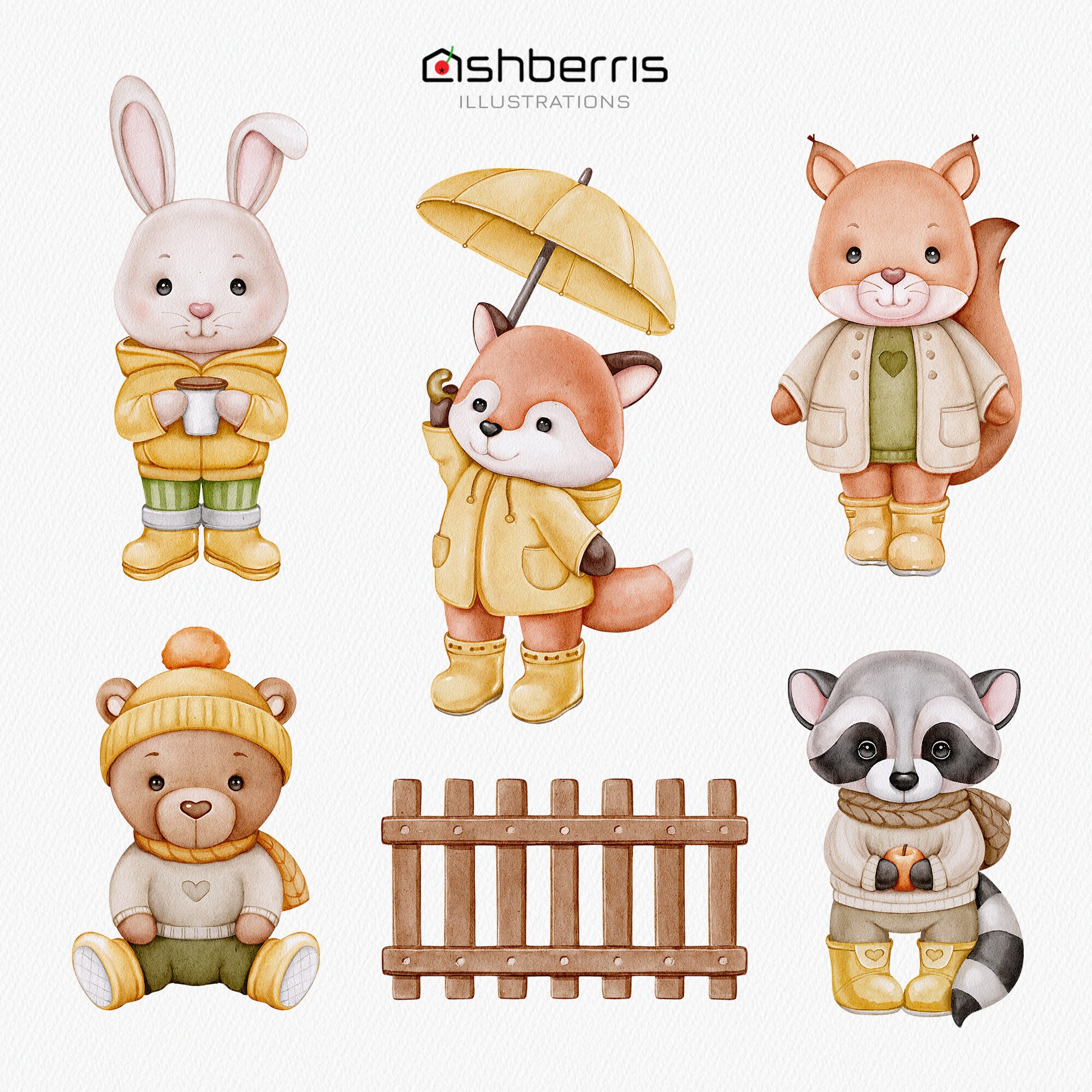 Autumn Animals Clipart, Baby Animals Png, Fall Animal Clip Art Cute ...