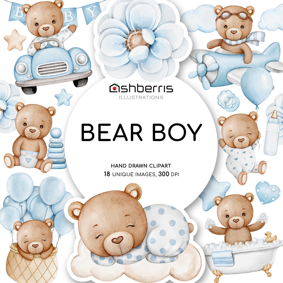 Baby Bear Boy Clipart, Teddy Bear Clip Art, Baby Clipart Element ...