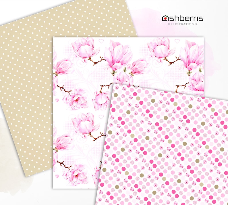 Magnolia Pattern Paper Digital Download Design Paper - Etsy