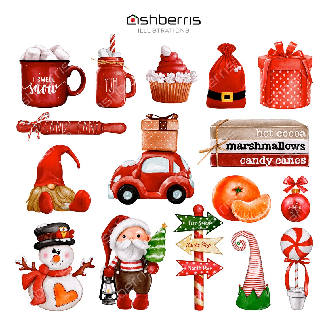 Christmas Clipart Set Christmas Elements New Years Eve - Etsy