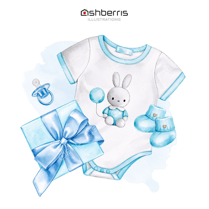 Baby Boy Clipart Watercolor Art Set Baby Shower Clipart | Etsy