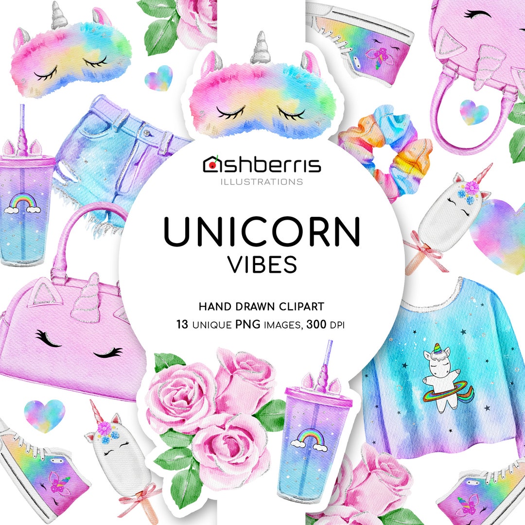 Digital Watercolor Unicorn Clipart Unicorn Png Clipart - Etsy