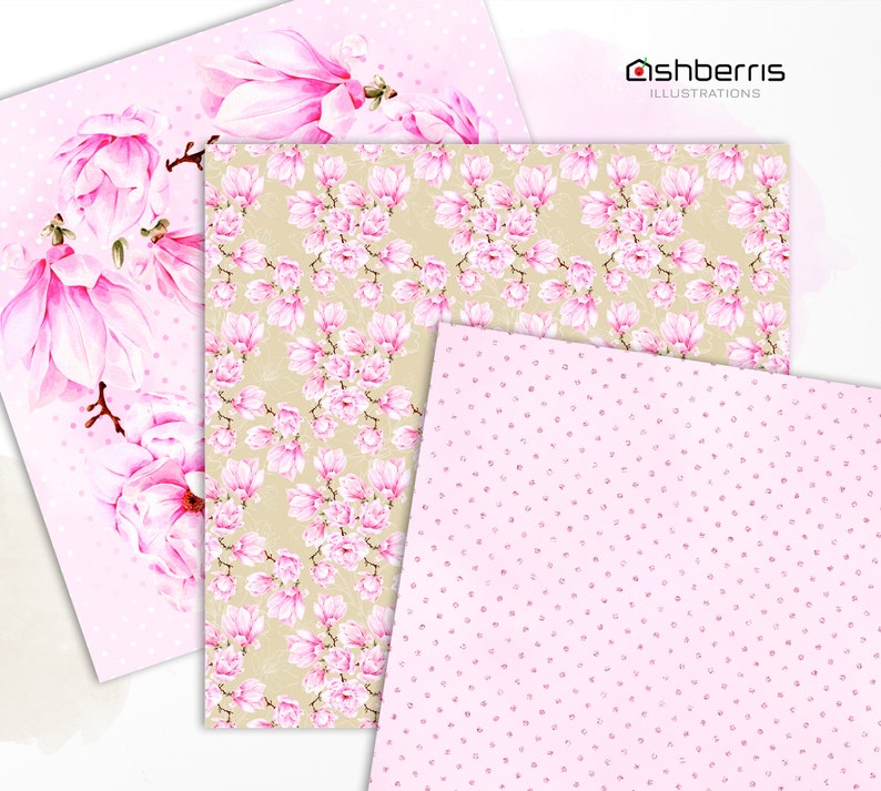 Magnolia Pattern Paper Digital Download Design Paper - Etsy