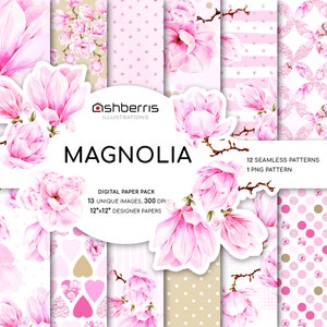 Magnolia Pattern Paper Digital Download Design Paper - Etsy