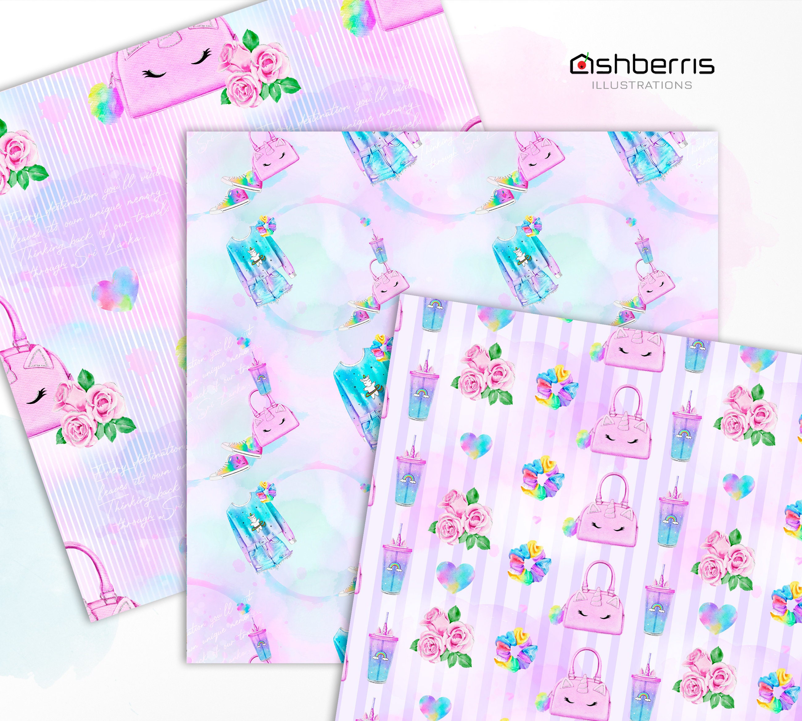 Unicorn Paper Digital Unicorn Pattern Paper Colorful Paper | Etsy