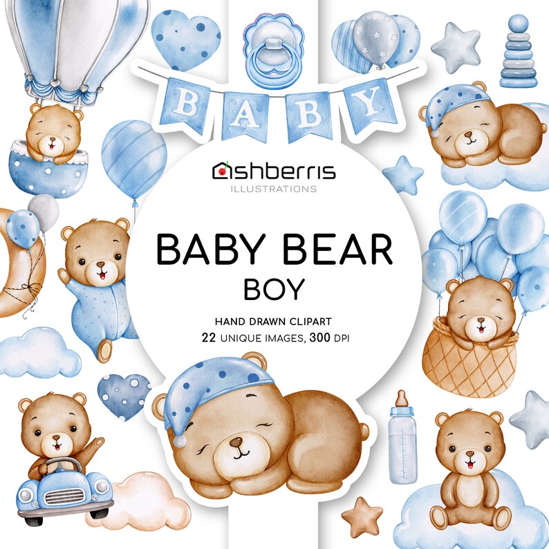 Baby Bear Boy Clipart Teddy Bear Clip Art Baby Clipart - Etsy