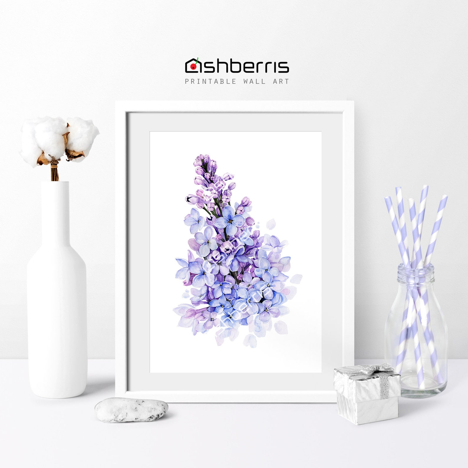 Lilac Flower Print Flower Printable Art Floral Wall Art Spring Flowers ...