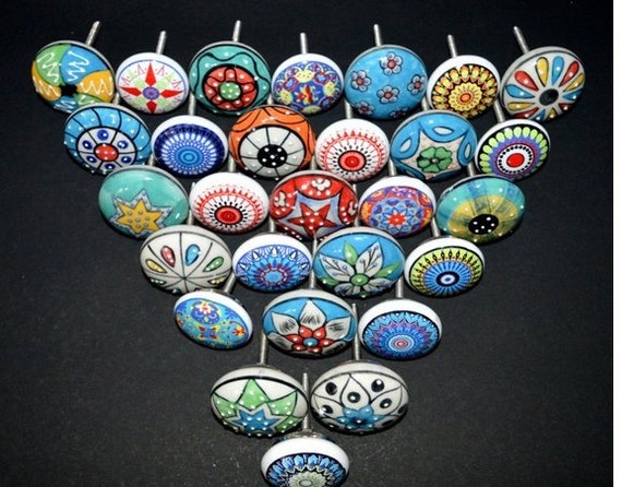 Knobs and Handle Set of 18 Blue Ceramic Knobs ceramic Knobs | Etsy