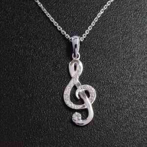 10k 14k 18k Gold Diamond Music Note Necklace / White Gold - Etsy