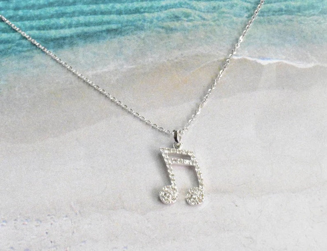 10k 14k 18k Gold Music Note Charm Necklace / Eighth Note | Etsy