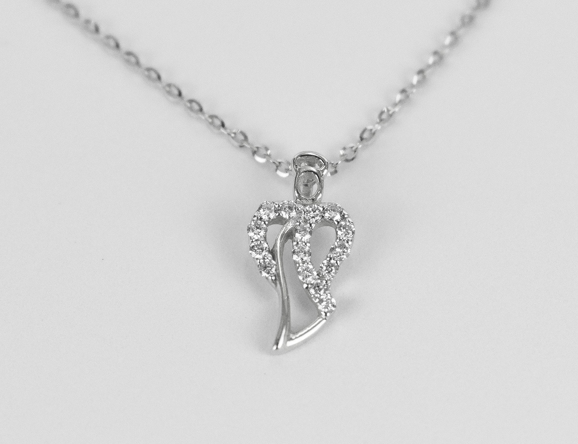 Diamond Angle Necklace / 10k 14k 18k Gold Necklace / | Etsy