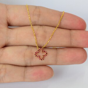 Ruby Clover Necklace in 10k 14k 18k gold/ Dainty Clover Halo | Etsy