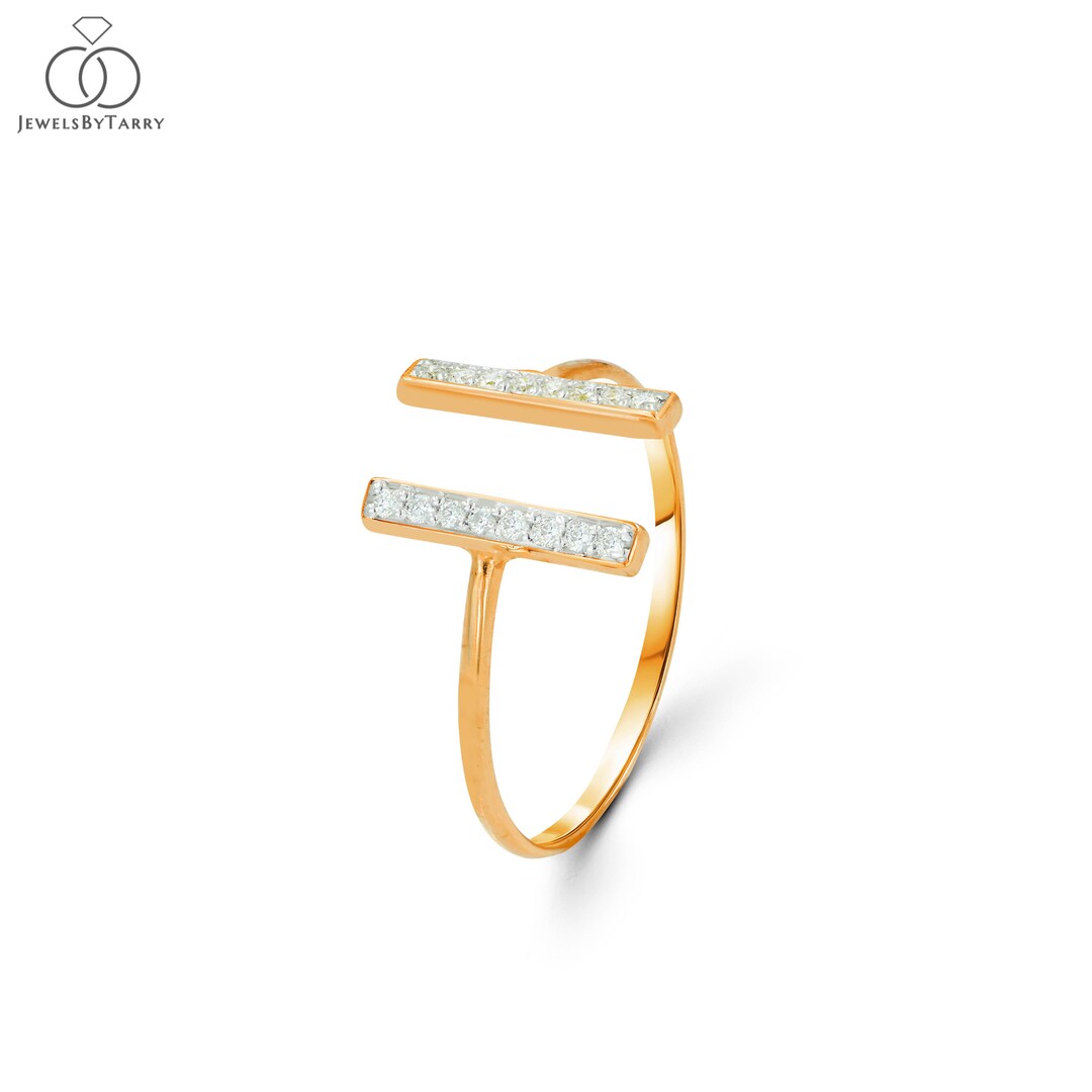 Open Design Open Bar Diamond Ring / Parallel Bar Ring / Two - Etsy