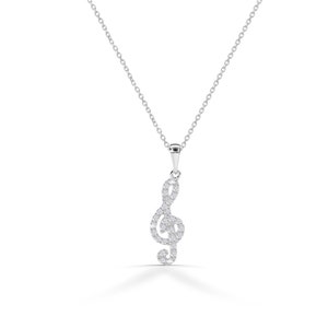 10k 14k 18k Gold Diamond Music Note Necklace / Gold Treble - Etsy