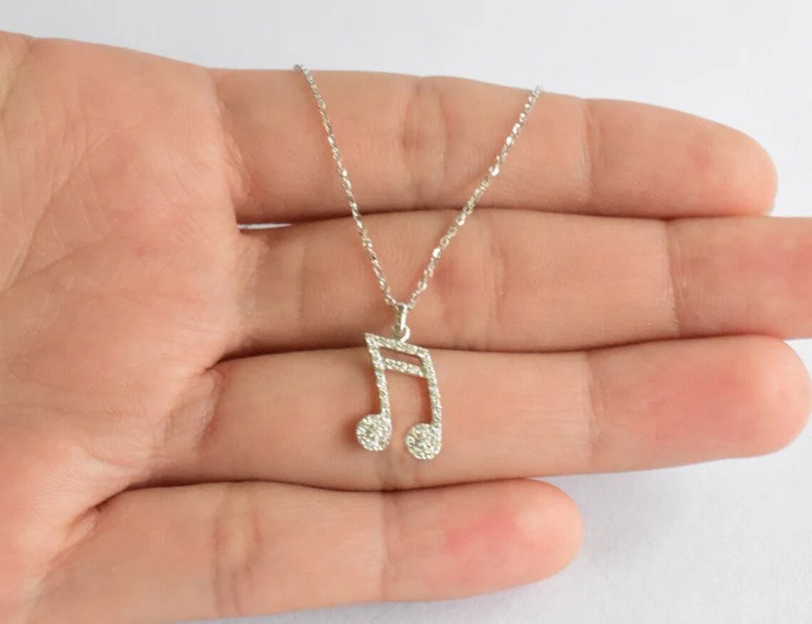 10k 14k 18k Gold Music Note Charm Necklace / Eighth Note - Etsy