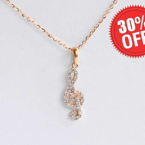 Music Note Necklace - Etsy