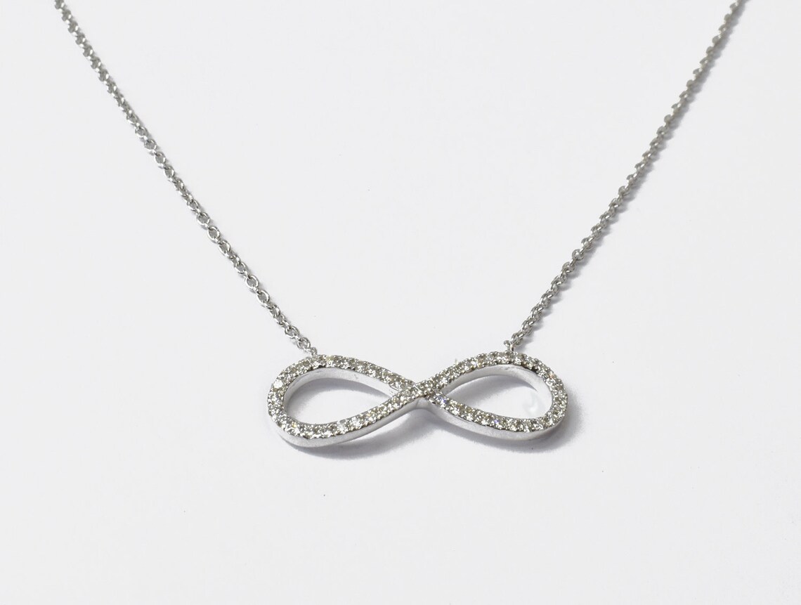 Diamond Infinity Charm Pendant Necklace 18k Solid Gold / - Etsy