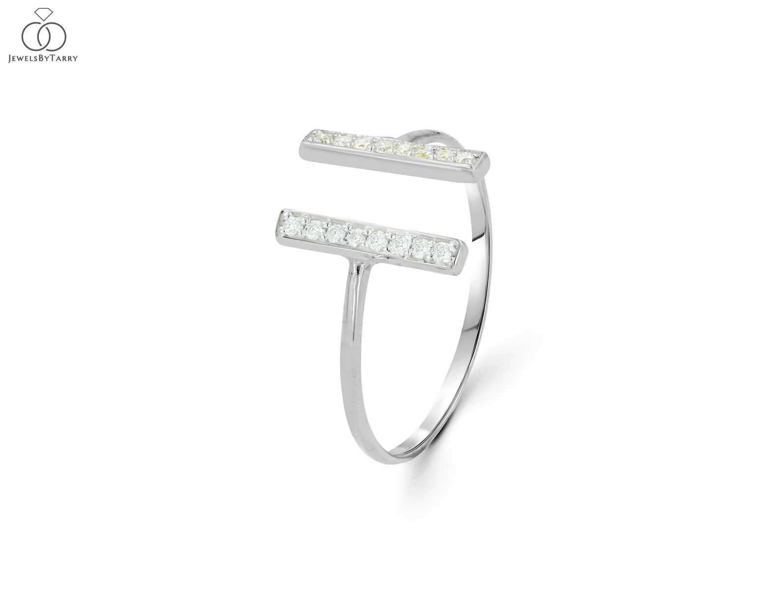 Open Design Open Bar Diamond Ring / Parallel Bar Ring / Two - Etsy