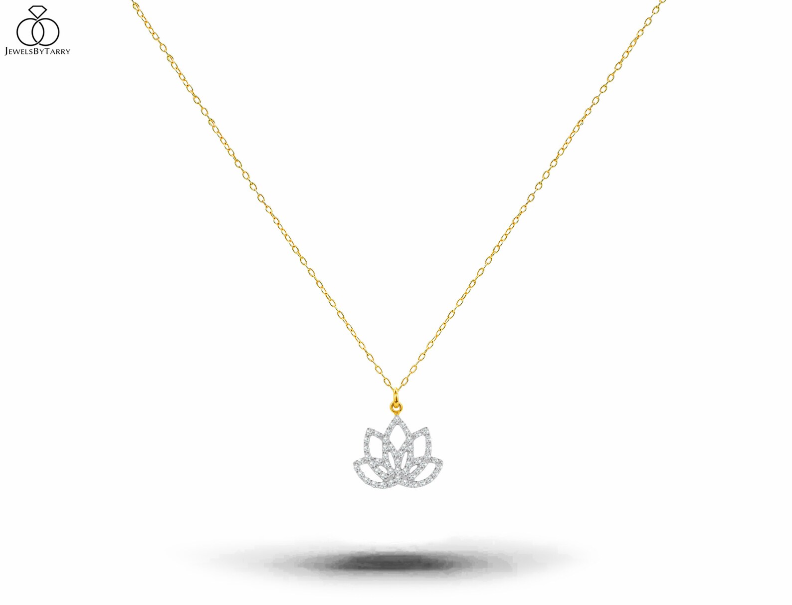 10k 14k 18k Gold Diamond Lotus Necklace / Diamond Lotus Floral - Etsy