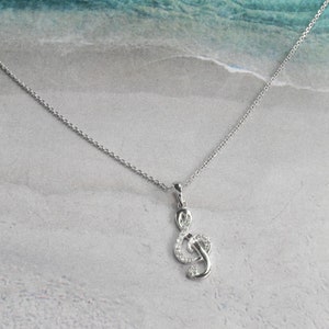 10k 14k 18k Gold Diamond Music Note Necklace / White Gold - Etsy