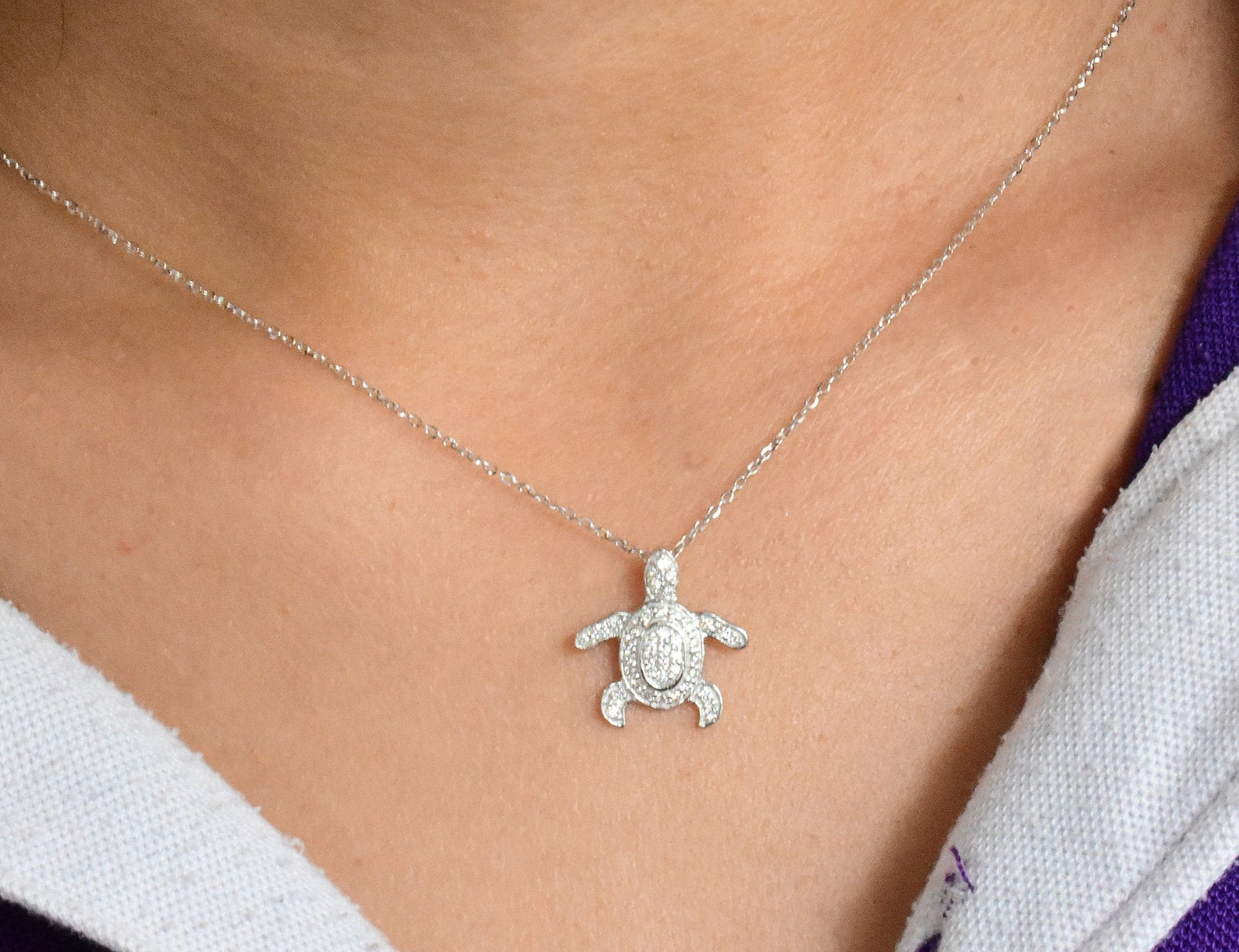 10k 14k 18k Solid Gold Turtle Necklace / Sea Life Turtle | Etsy