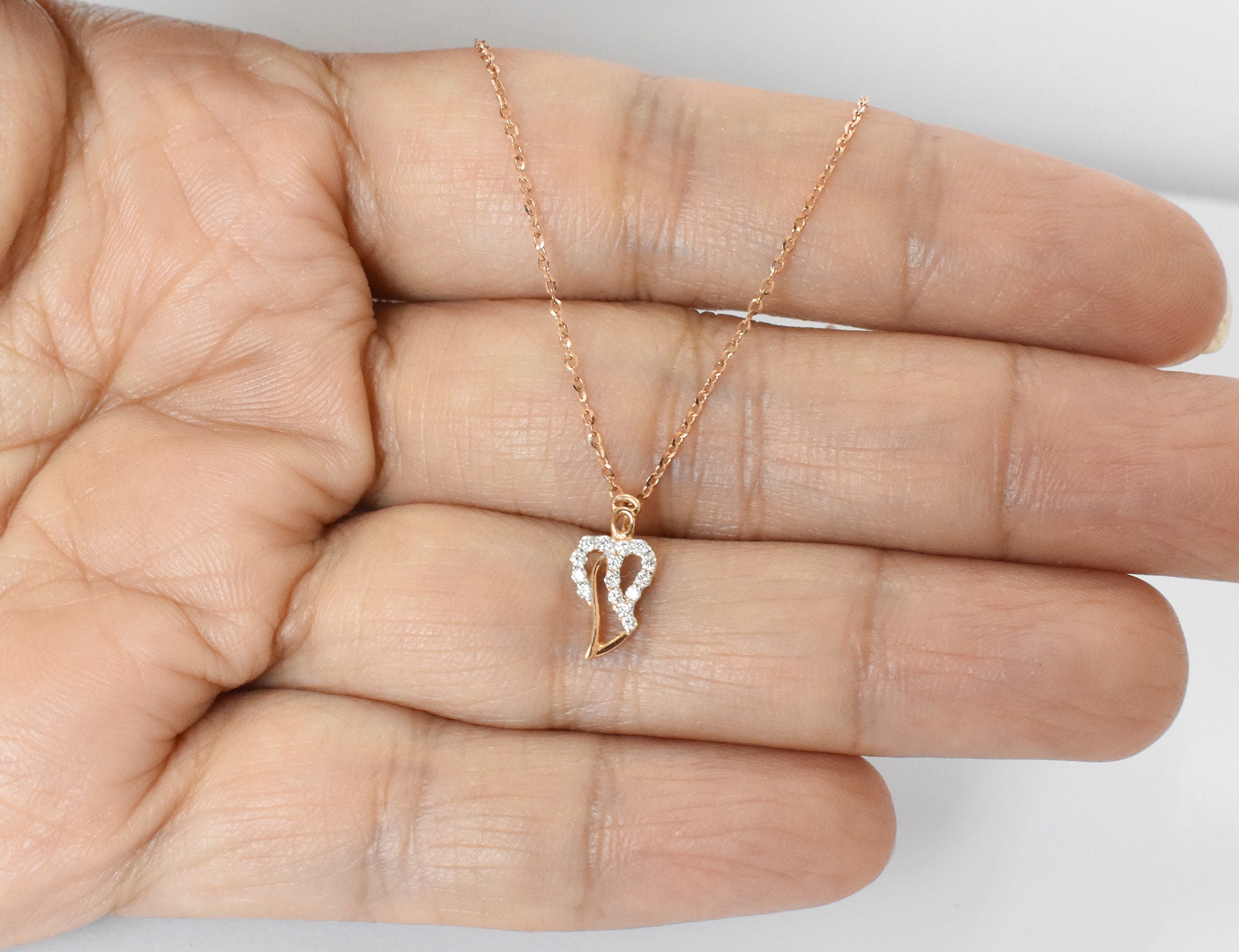 Diamond Angle Necklace / 10k 14k 18k Gold Necklace / | Etsy